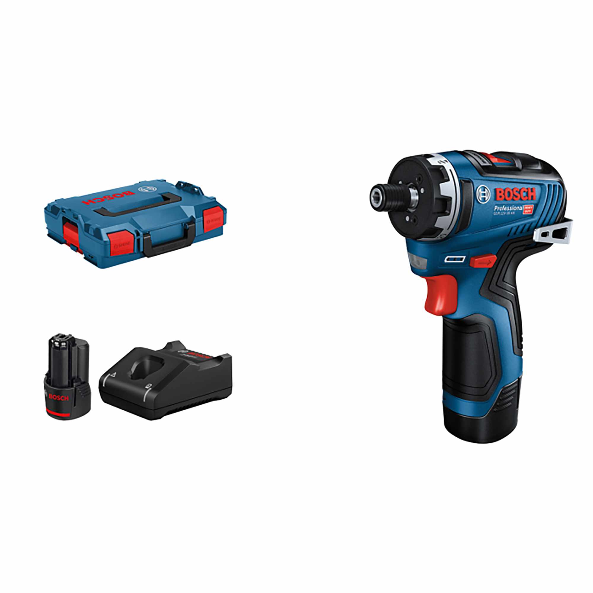 BOSCH GSR12V-35HX 12v Brushless Drill/Driver with 2x3ah Batteries + L ...