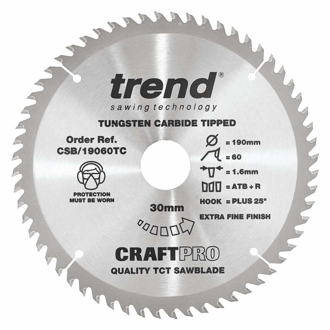 TREND CSB/19060TC 190mm x 30mm 60T Cft Saw Blade - ToolStore UK