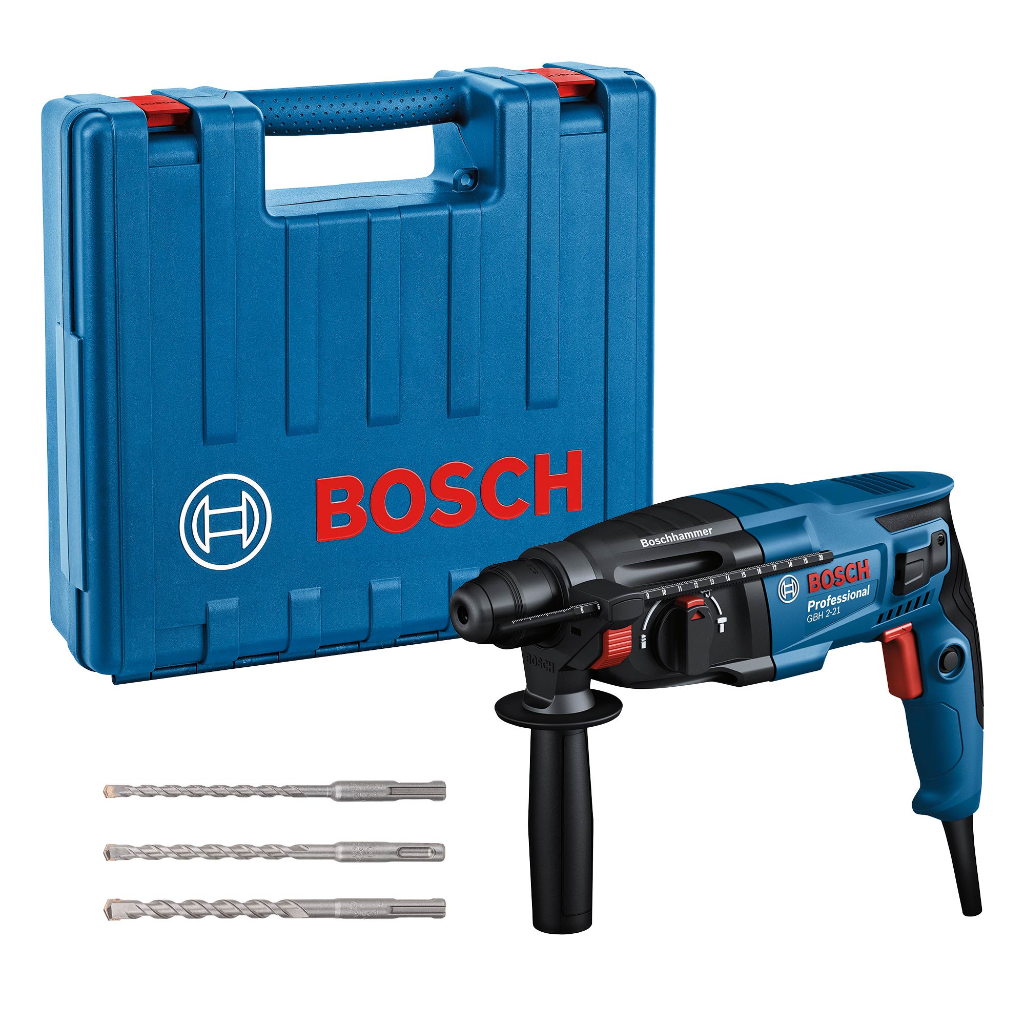 BOSCH GBH2-21 240v SDS Plus Hammer Drill with 3 piece SDS Bit Set ...
