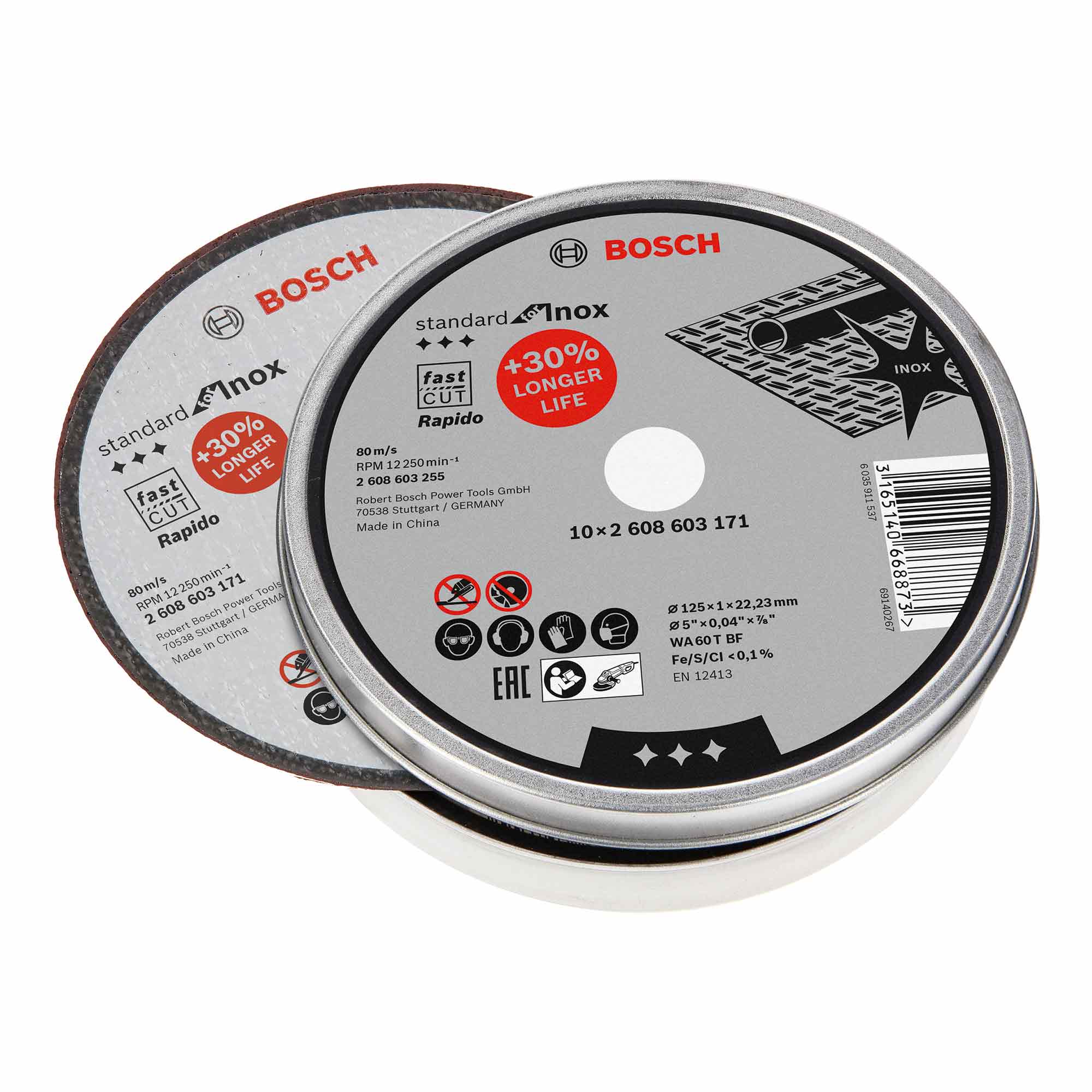 BOSCH 2608603255 125mm Inox Cutting Disc 10 pack - ToolStore UK