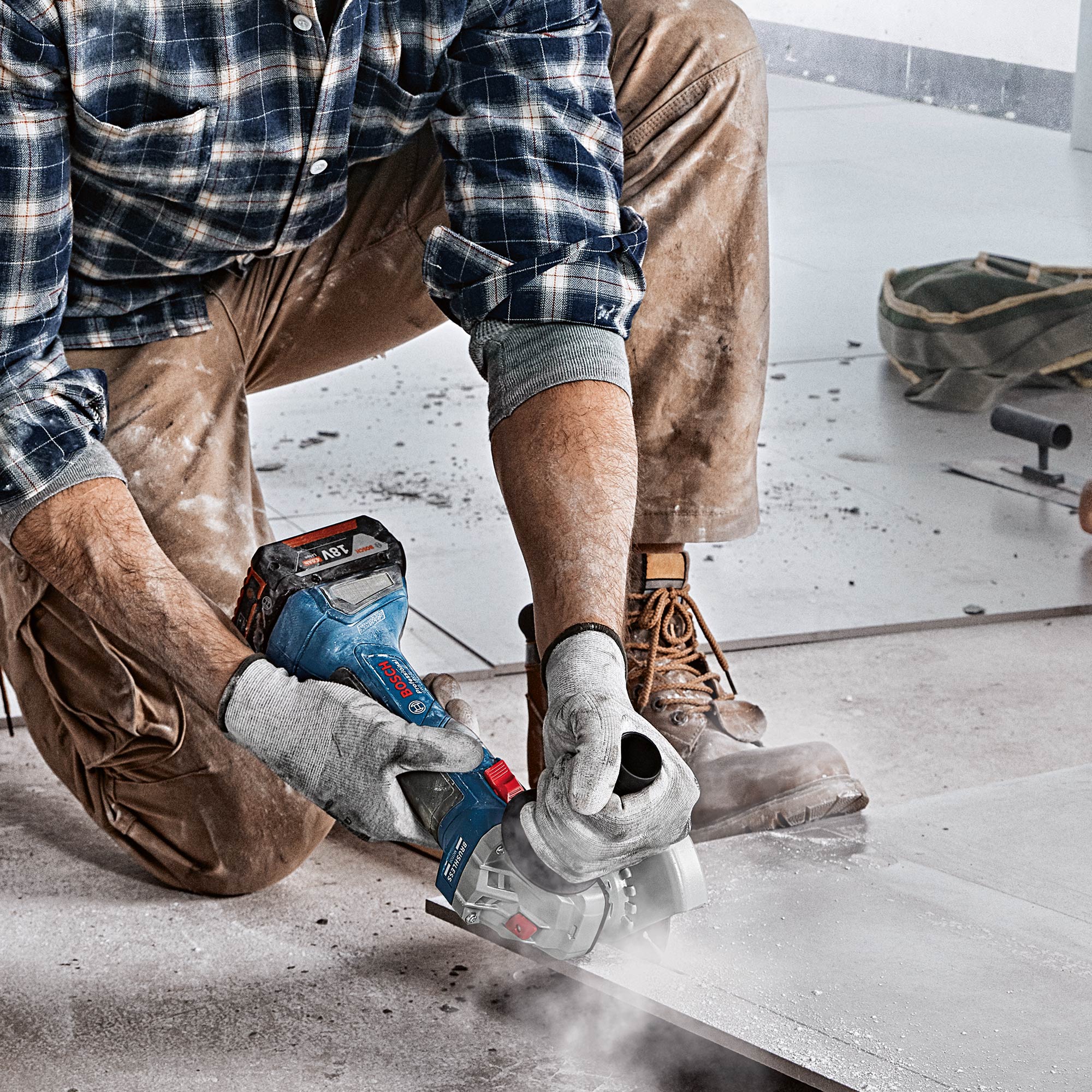 BOSCH GWS18V-7 18v Brushless 125mm Grinder BODY ONLY and LBoxx ...