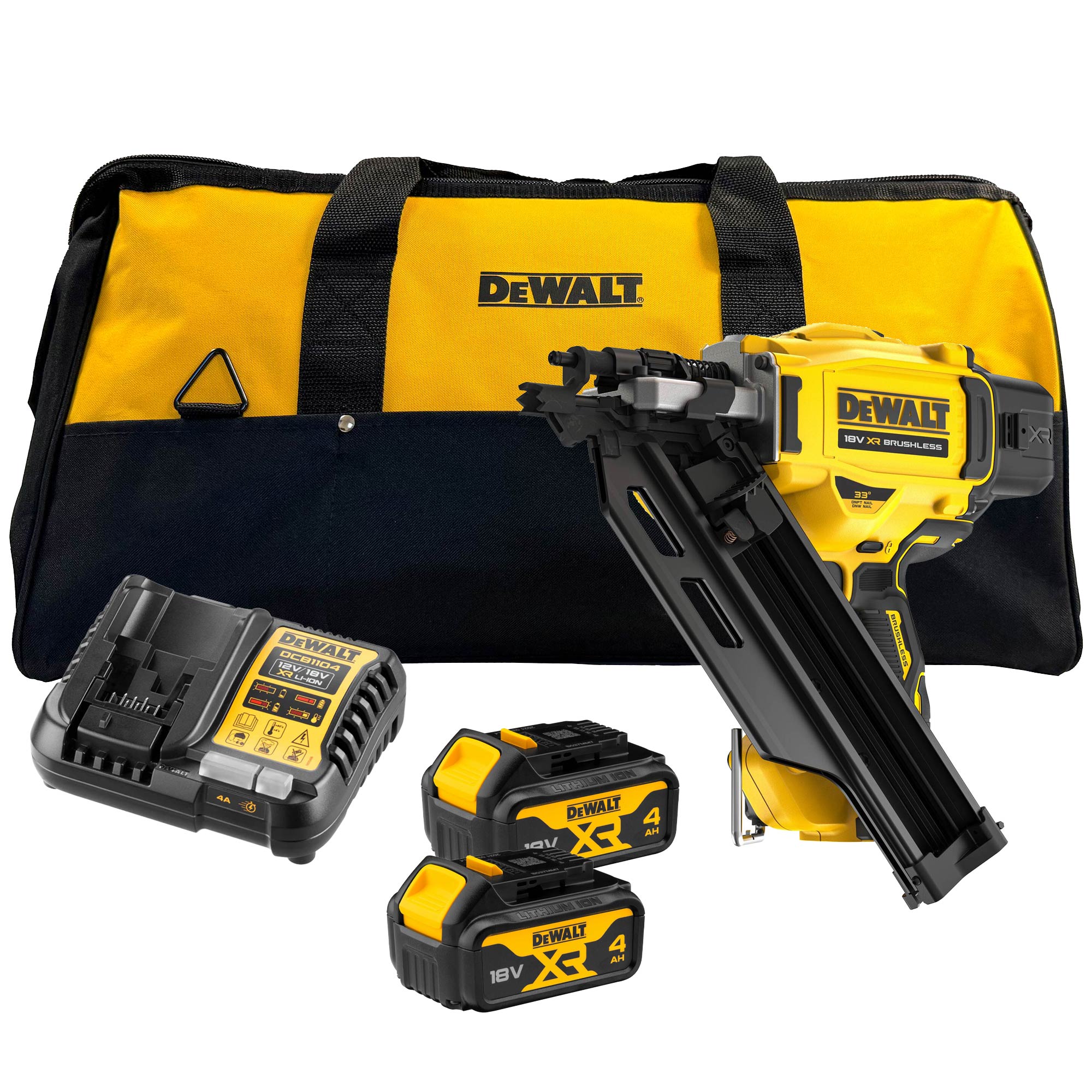 DEWALT DCN930M2 18v Brushless 1st Fix Nailer with 2x4Ah Batteries ...