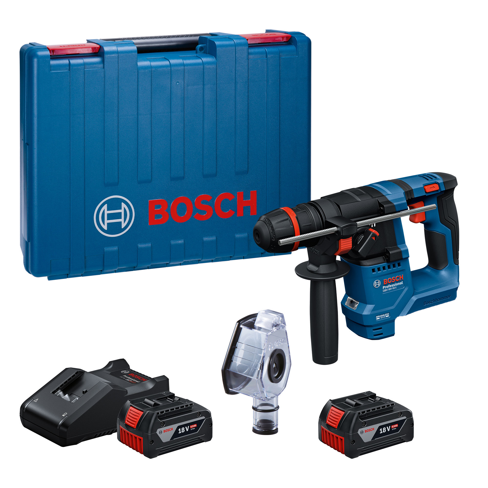 BOSCHGBH18V-18X 18v SDS Plus Hammer Drill with 2x5ah Batteries ...