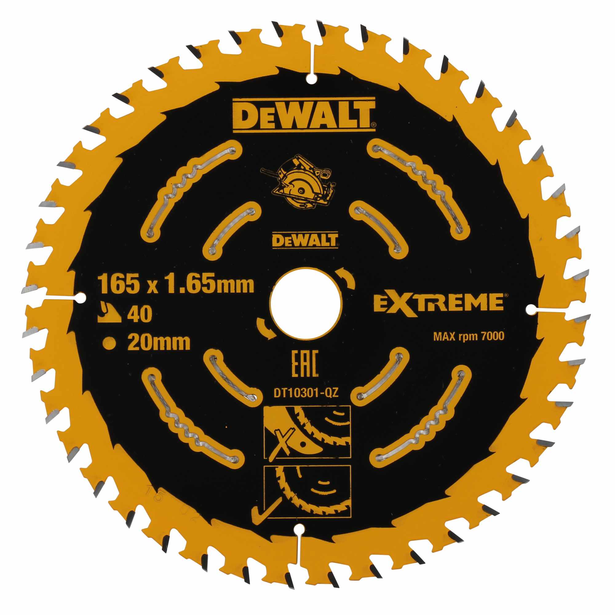 DEWALT DT10301QZ 165x20mm 40T Saw Blade (Corded) - ToolStore UK