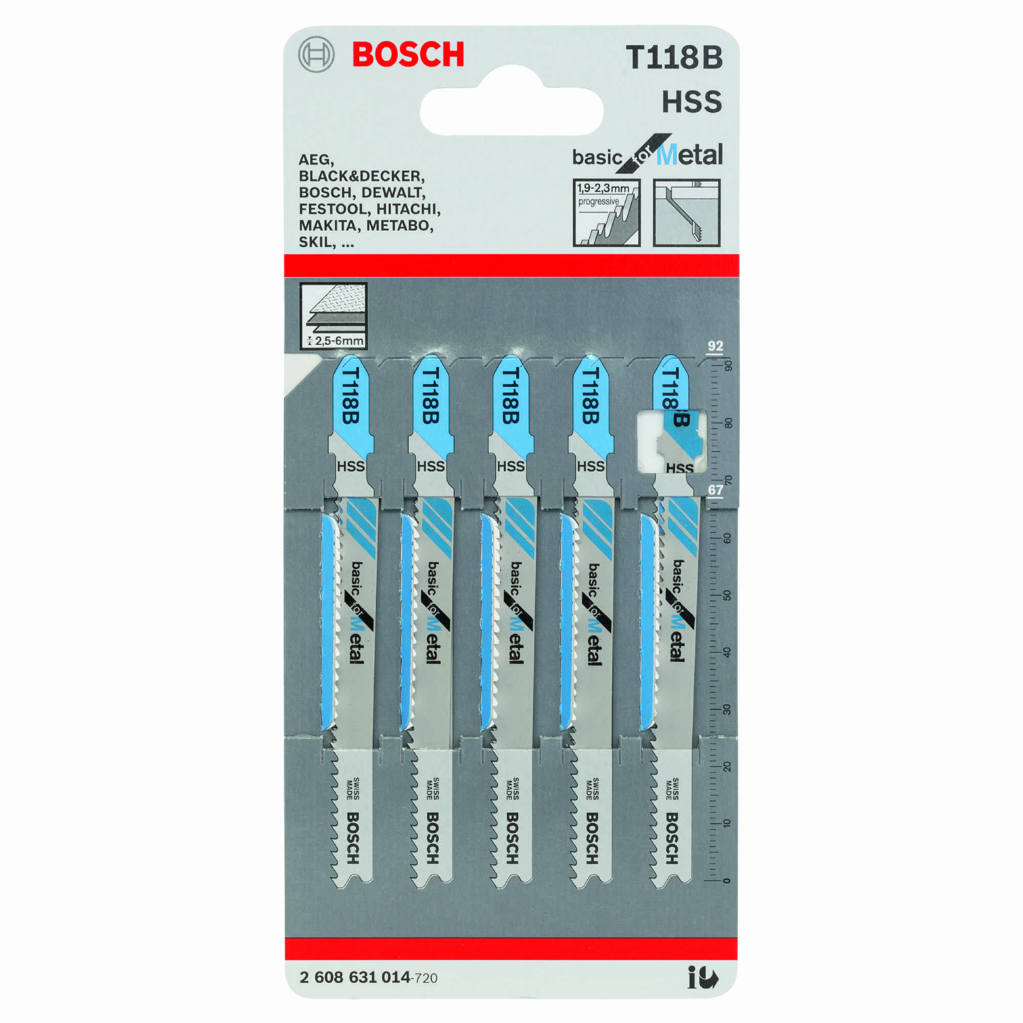BOSCH Jigsaw blade T 118 B Basic for Metal 5 pack - ToolStore UK